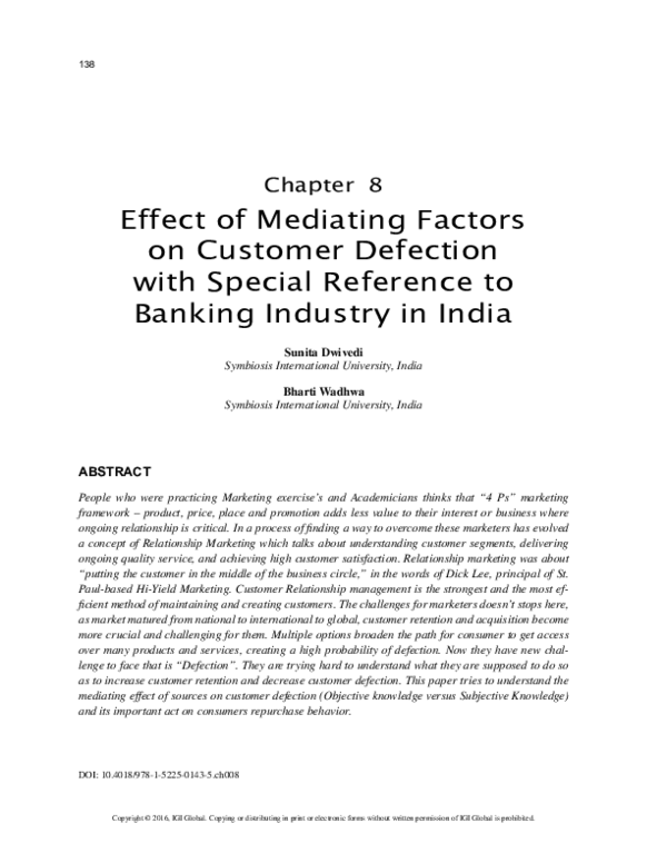 (PDF) Effect of Mediating Factors on Customer Defection with Special ...