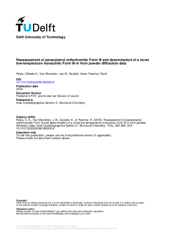 (PDF) Reassessment of paracetamol orthorhombic Form III and ...