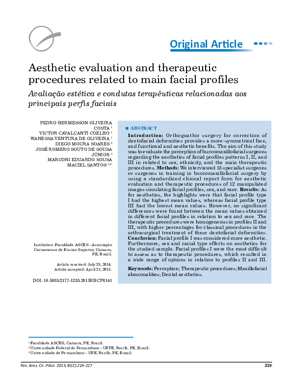 (PDF) Aesthetic evaluation and therapeutic procedures related to main ...