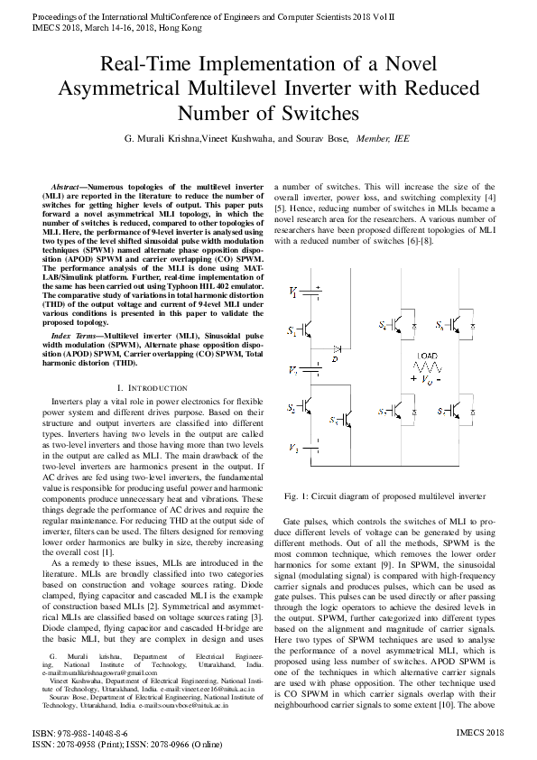(PDF) Asymmetrical Multilevel Inverter Design with Fewer Switches
