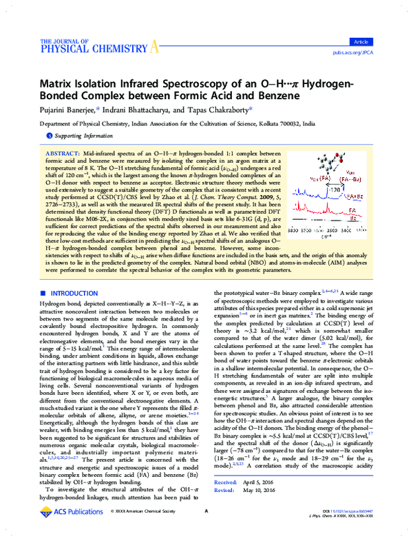 (PDF) Matrix Isolation Infrared Spectroscopy of an O-H···π Hydrogen ...