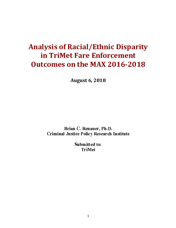 (PDF) Analysis of Racial/Ethnic Disparity in TriMet Fare Enforcement ...