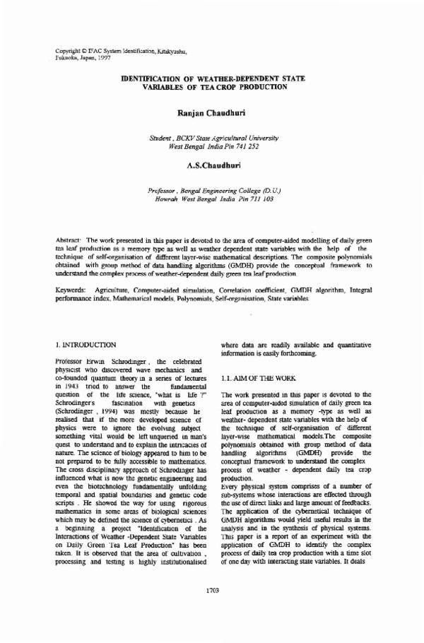 (PDF) Identification of Weather-Dependent State Variables of Tea Crop ...