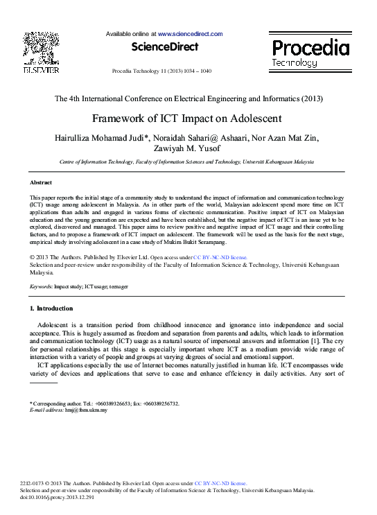 (PDF) Framework of ICT Impact on Adolescent