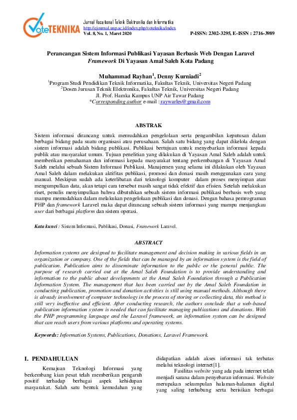(PDF) Perancangan Sistem Informasi Publikasi Yayasan Berbasis Web Dengan Laravel Framework di ...