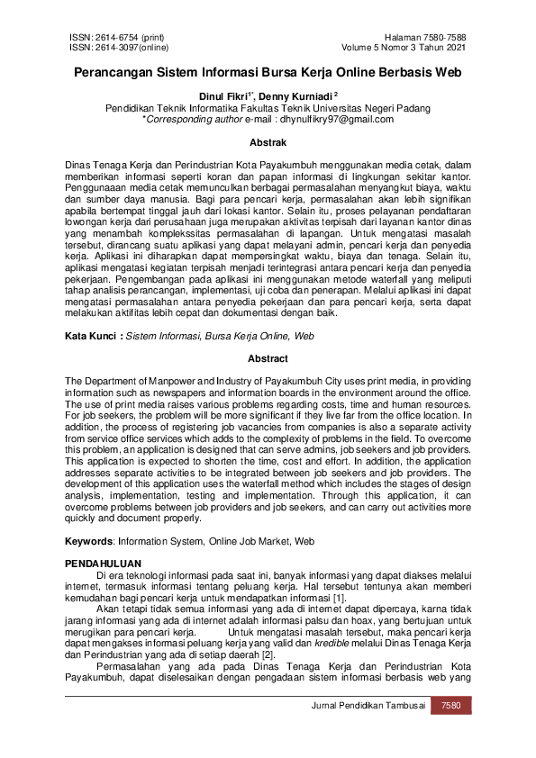 (PDF) Perancangan Sistem Informasi Bursa Kerja Online Berbasis Web