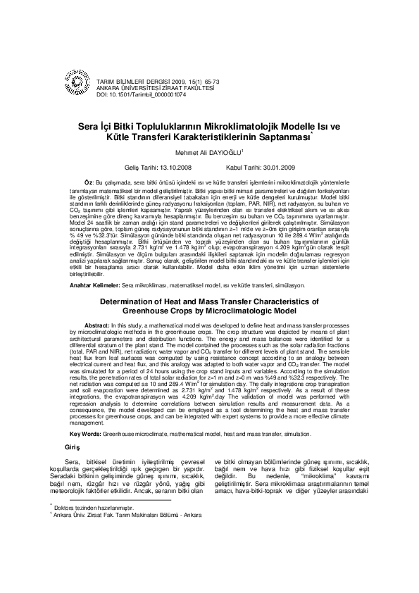 (PDF) Sera İçi Bitki Topluluklarının Mikroklimatolojik Modelle Isı ve ...