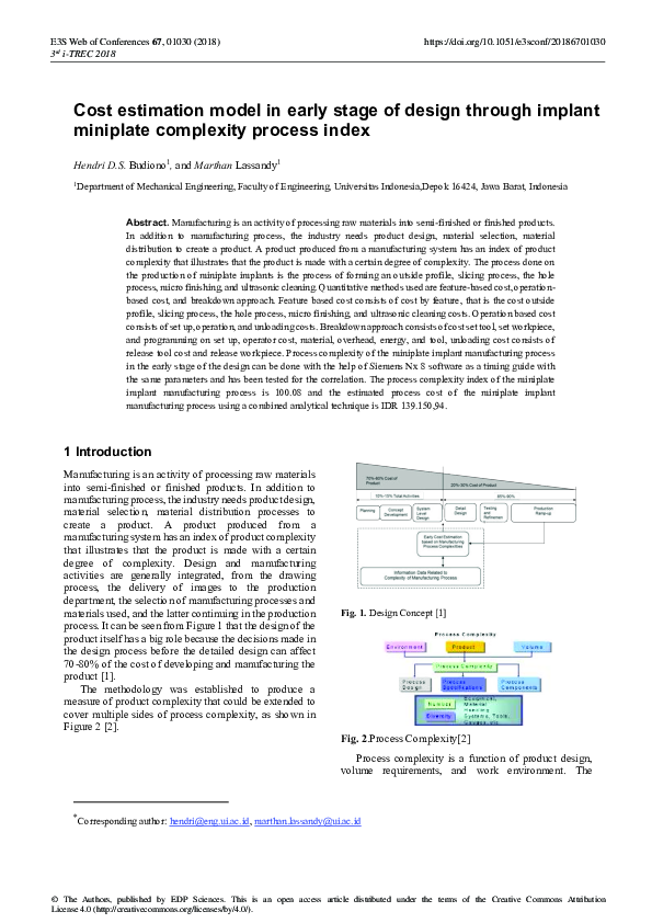 (PDF) Cost estimation model in early stage of design through implant ...