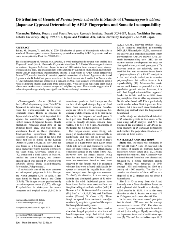 (PDF) Distribution of Genets of Perenniporia subacida in Stands of ...
