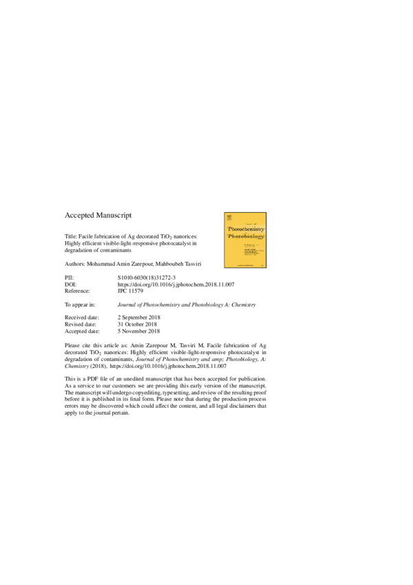 (PDF) Facile fabrication of Ag decorated TiO2 nanorices: Highly ...