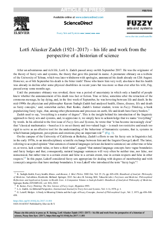 (PDF) Lotfi Aliasker Zadeh (1921–2017) – his life and work from the ...