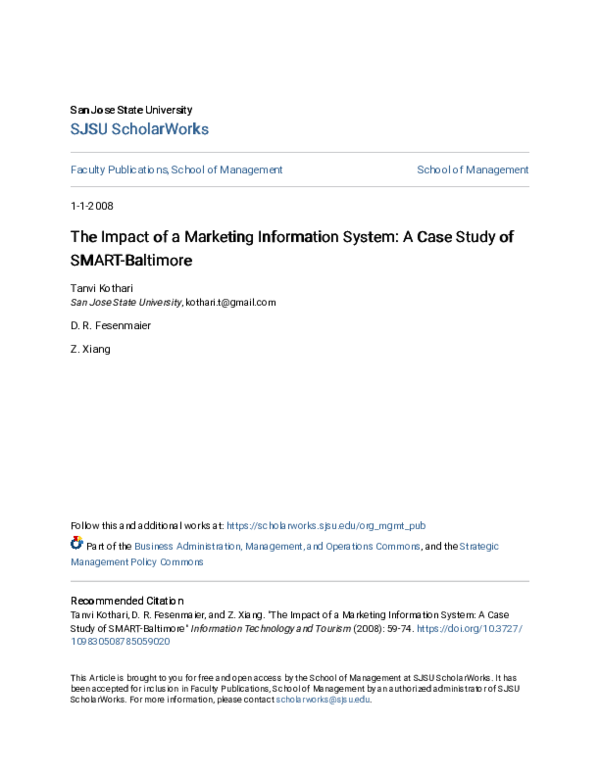 (PDF) The Impact of a Marketing Information System: A Case Study of ...