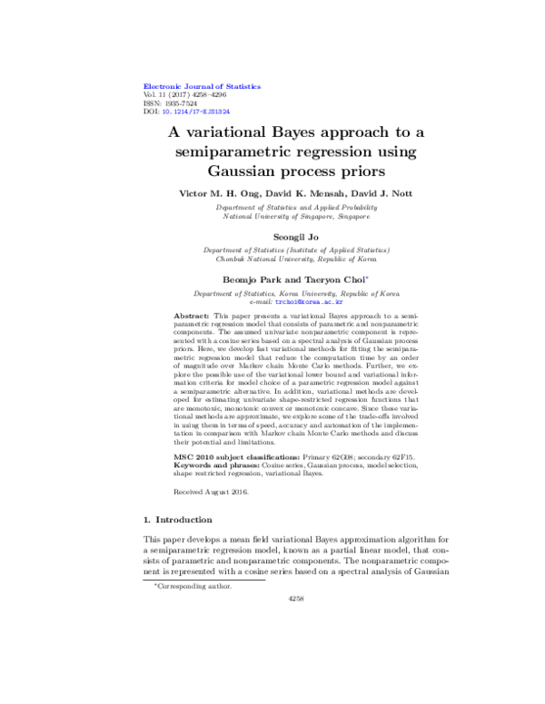 Pdf A Variational Bayes Approach To A Semiparametric Regression Using