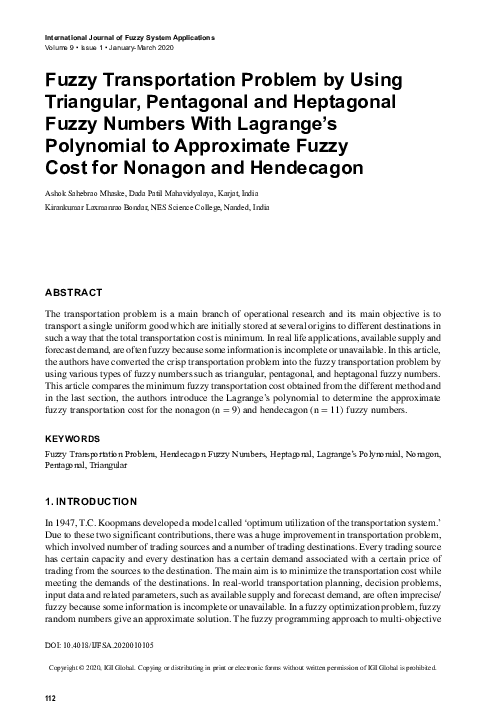 (PDF) Fuzzy Transportation Problem by Using Triangular, Pentagonal and Heptagonal Fuzzy Numbers ...