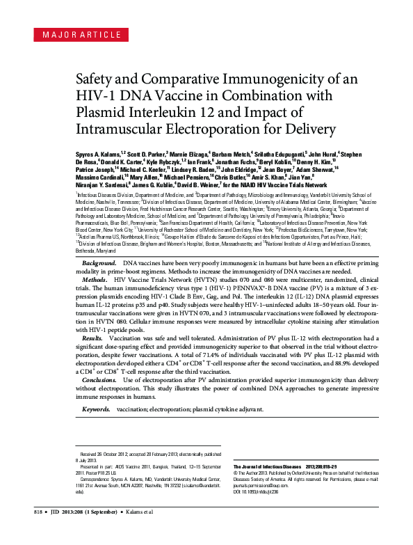 (PDF) Safety and Comparative Immunogenicity of an HIV-1 DNA Vaccine in ...