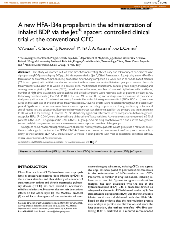 (PDF) A new HFA-134a propellant in the administration of inhaled BDP ...