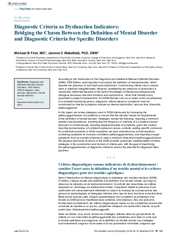 PDF Diagnostic Criteria As Dysfunction Indicators Bridging The Chasm Between The Definition pdf-diagnostic-criteria-as-dysfunction-indicators-bridging-the-chasm-between-the-definition
