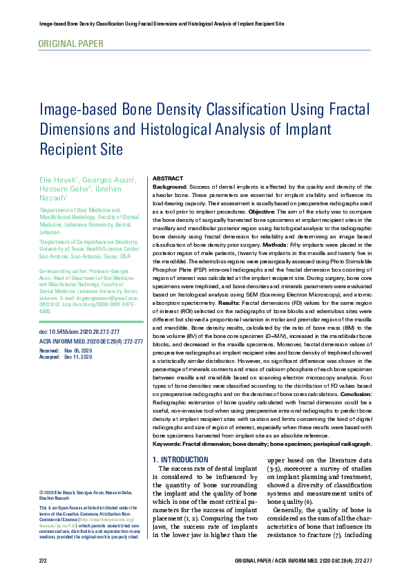 (PDF) Image-based Bone Density Classification Using Fractal Dimensions and Histological Analysis ...