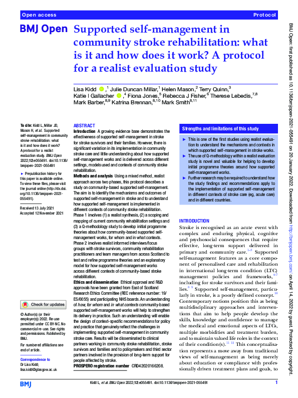 (PDF) Supported self-management in community stroke rehabilitation ...