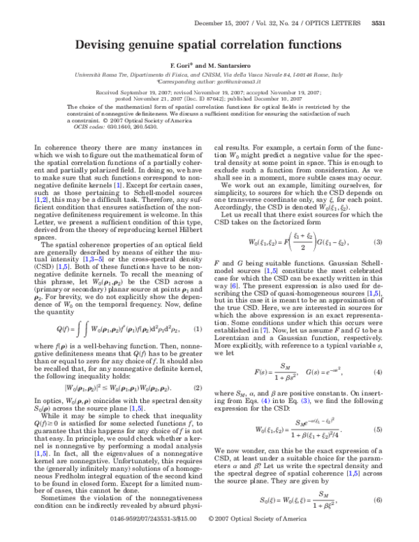 Pdf Devising Genuine Spatial Correlation Functions