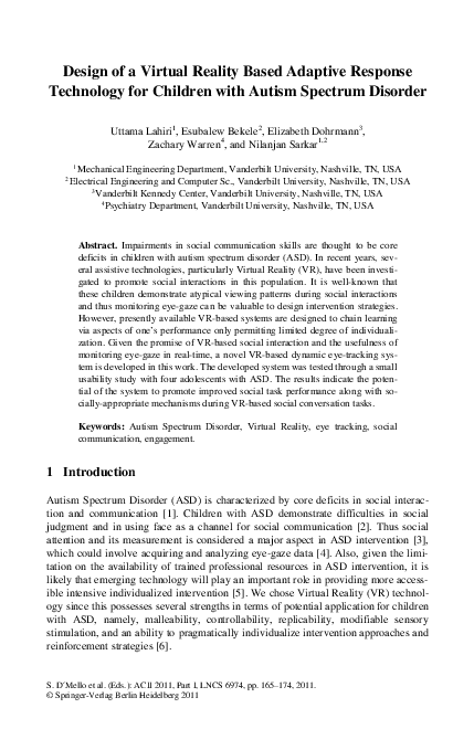 (PDF) Design of a Virtual Reality Based Adaptive Response Technology ...