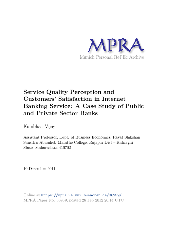 (PDF) Service Quality Perception and Customers’ Satisfaction in ...