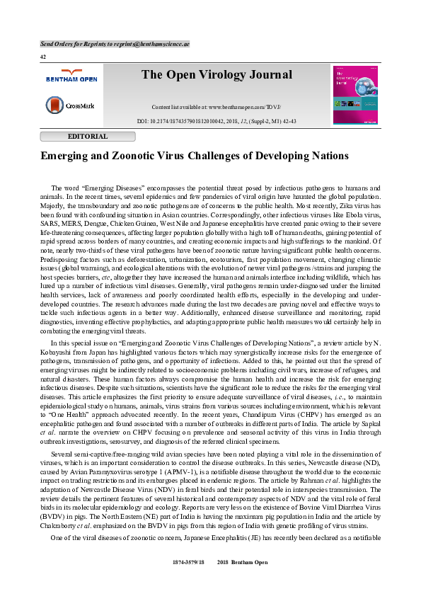(PDF) Emerging and Zoonotic Virus Challenges of Developing Nations