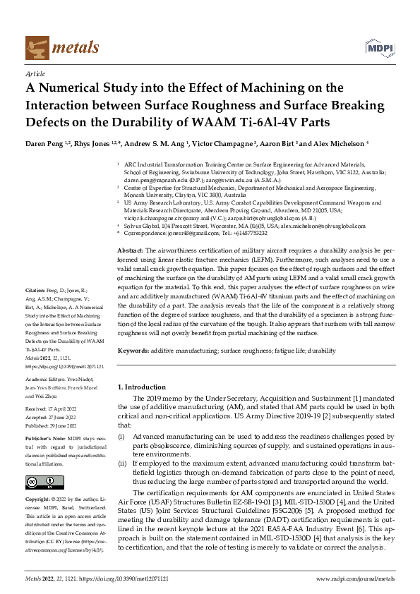 (PDF) A Numerical Study into the Effect of Machining on the Interaction ...