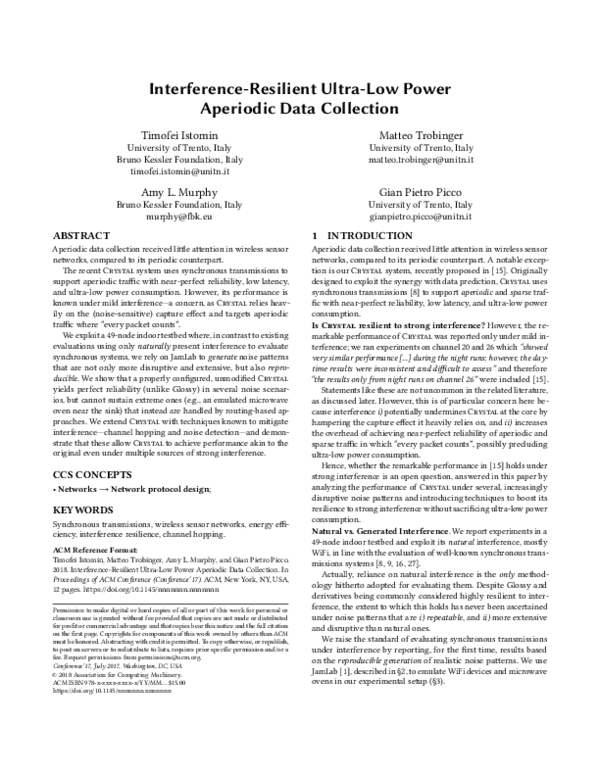 (PDF) Interference-Resilient Ultra-Low Power Aperiodic Data Collection