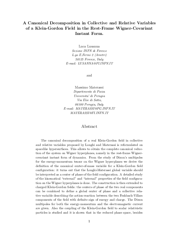 (PDF) A Canonical Decomposition in Collective and Relative Variables of ...