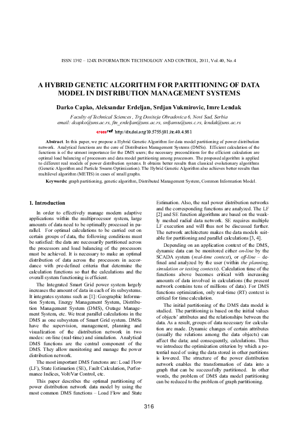 (PDF) A Hybrid Genetic Algorithm for Partitioning of Data Model in ...