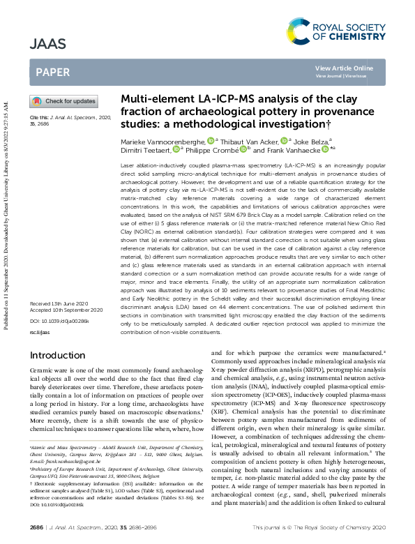 (PDF) Multi-element LA-ICP-MS analysis of the clay fraction of ...