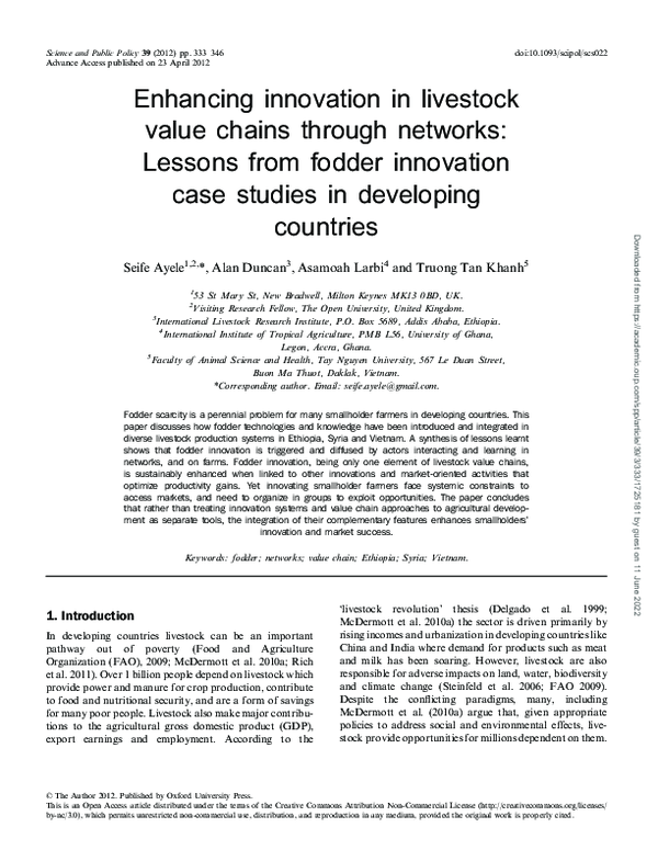 (PDF) Enhancing innovation in livestock value chains through networks ...