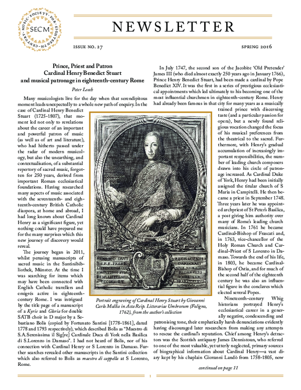 (PDF) Prince, Priest and Patron Cardinal Henry Benedict Stuart and ...