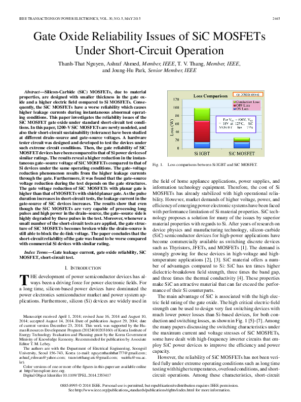 (PDF) Gate Oxide Reliability Issues of SiC MOSFETs Under Short-Circuit Operation