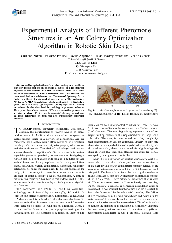 (PDF) Experimental Analysis of Different Pheromone Structures in an Ant Colony Optimization ...