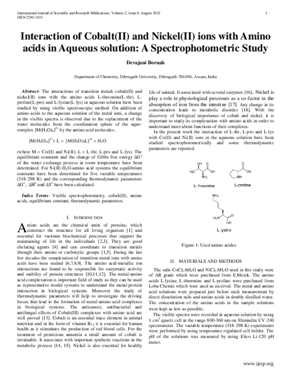 (PDF) acids in Aqueous solution: A Spectrophotometric Study | dr ...