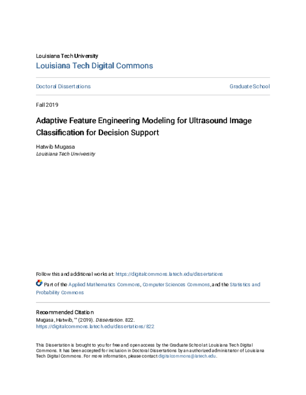 (PDF) Adaptive Feature Engineering Modeling for Ultrasound Image Classification for Decision Support