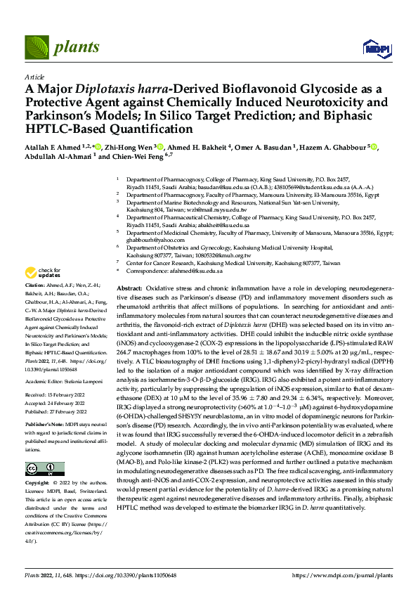 (PDF) A Major Diplotaxis harra-Derived Bioflavonoid Glycoside as a ...