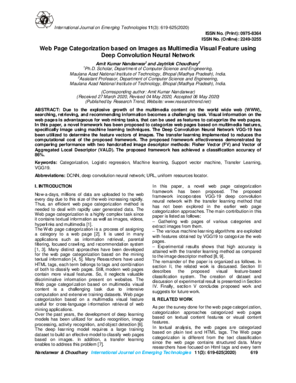 Pdf Web Page Categorization Based On Images As Multimedia Visual Feature Using Deep