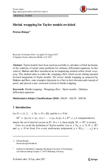 (PDF) Shrink wrapping for Taylor models revisited