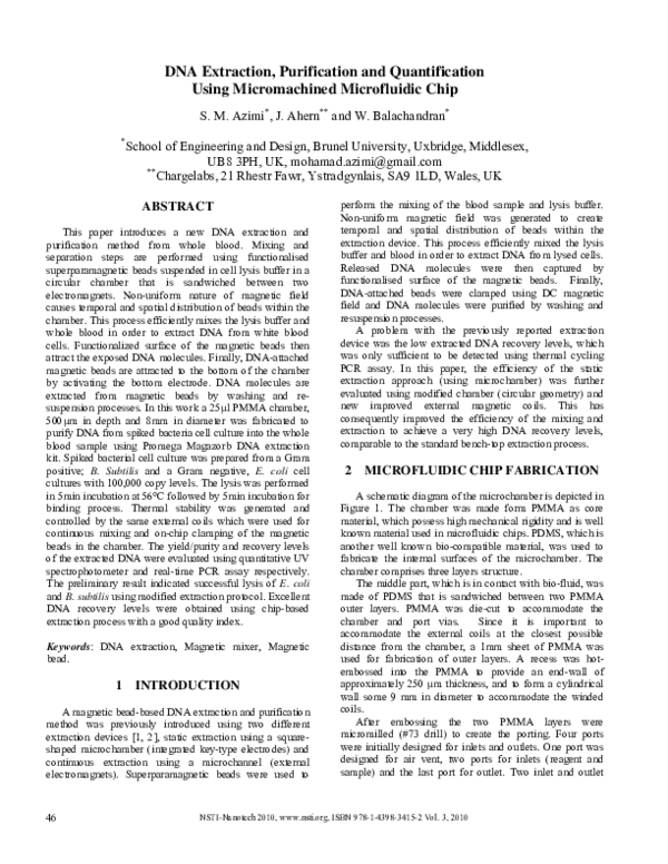 (PDF) Efficient DNA Extraction via Microfluidic Chip