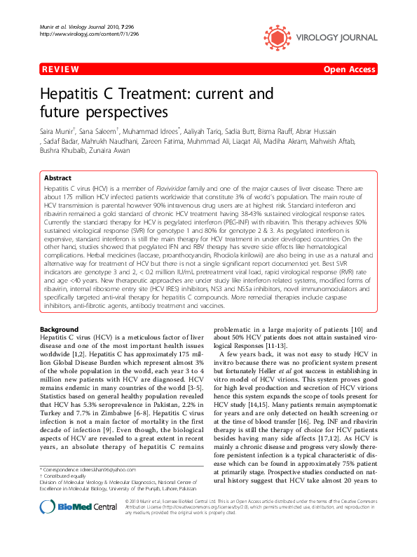 (PDF) Hepatitis C Treatment: current and future perspectives | Abrar ...