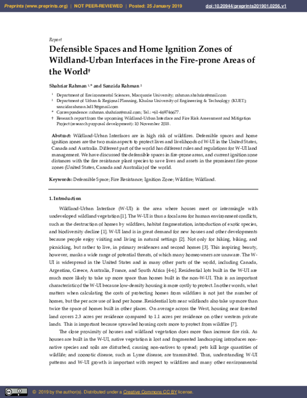(PDF) Defensible Spaces and Home Ignition Zones of Wildland-Urban ...