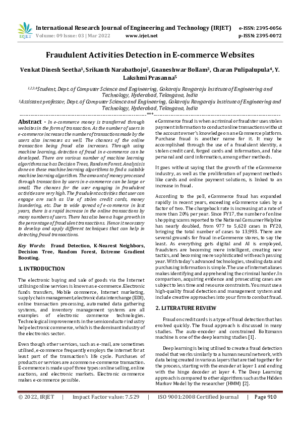 Pdf Fraudulent Activities Detection In E Commerce Websites