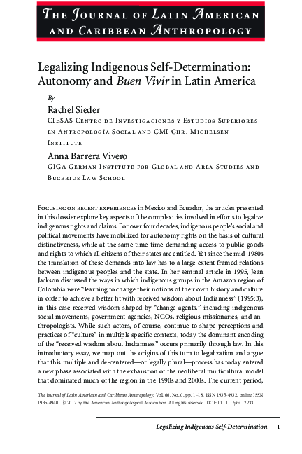 (PDF) Legalizing Indigenous Self-Determination: Autonomy andBuen ...