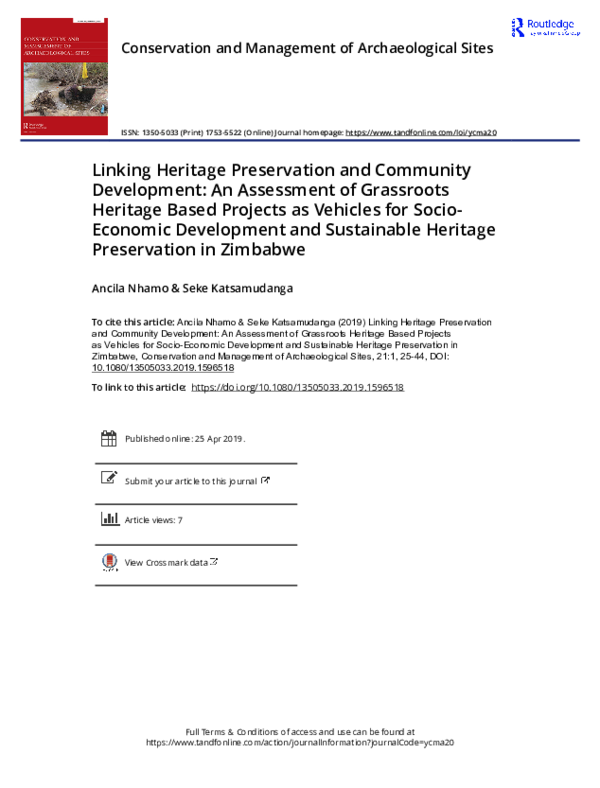 (PDF) Linking Heritage Preservation and Community Development: An ...