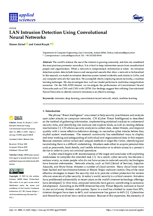 Pdf Lan Intrusion Detection Using Convolutional Neural Networks