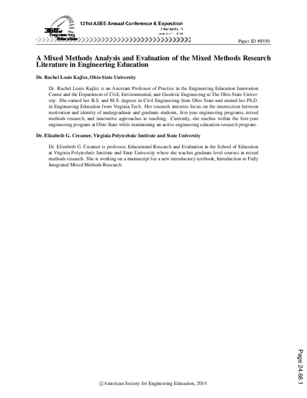 (PDF) A Mixed Methods Analysis and Evaluation of the Mixed Methods ...