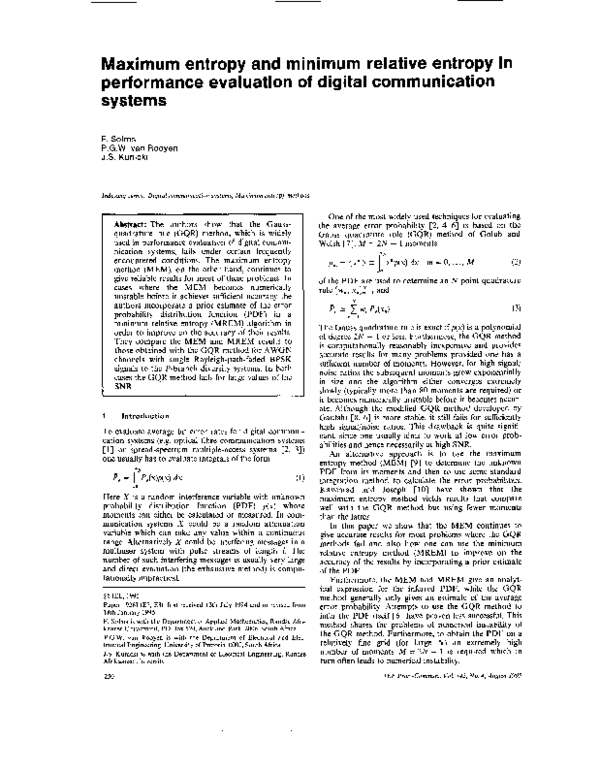 (PDF) Maximum entropy and minimum relative entropy in performance ...